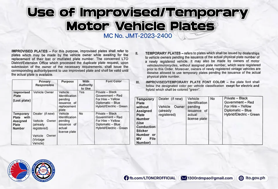 LOOK: LTO releases new format of temporary, improvised license plates ...