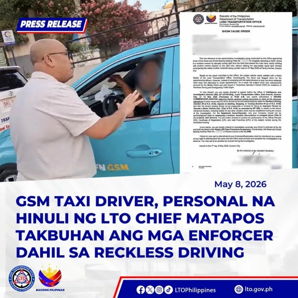 Reckless cab driver tried to outrun enforcers, apprehended by LTO Chief ...